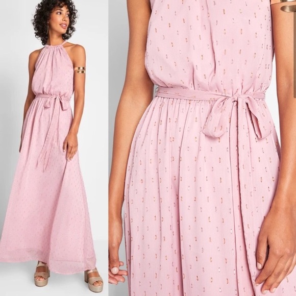 Modcloth | Dresses | Modcloth Illuminated Elegance Pink Sparkle Maxi ...